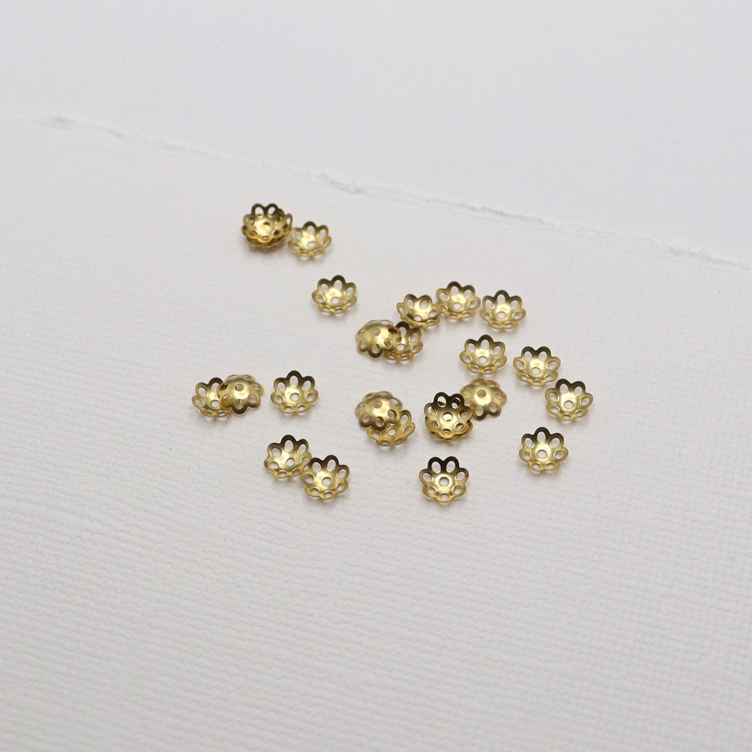Raw Brass Bead Cap, Tiny Brass Bead Cap, Jewelry Making Bead Cap, Brass ...