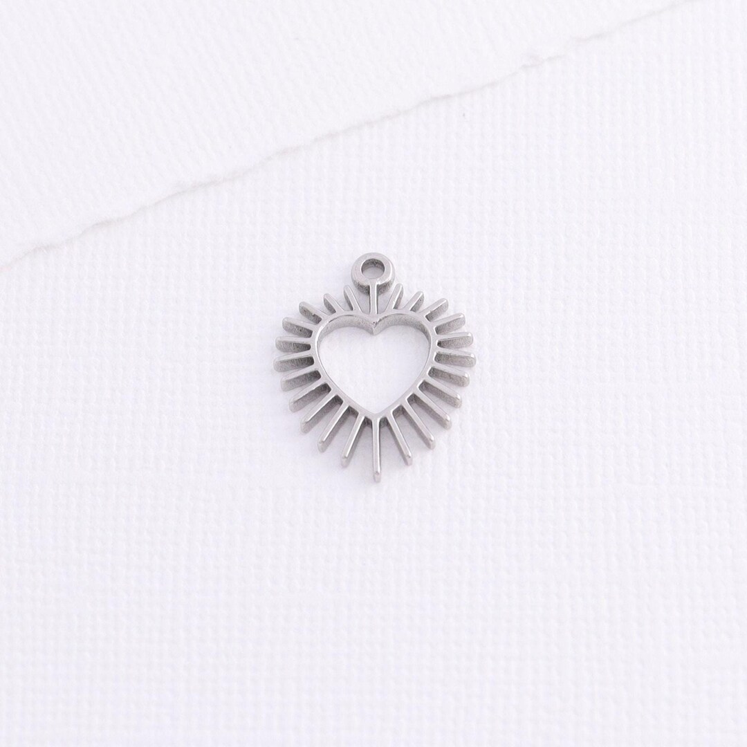 Stainless Steel Spikey Heart Charm, Silver Heart Charm Pendant, Charm ...