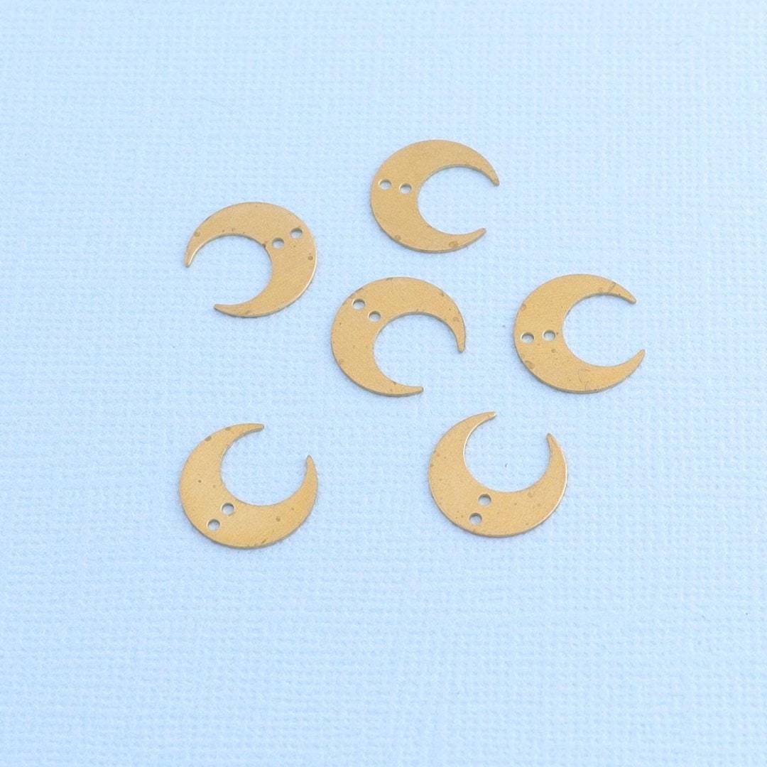 Brass Moon Connector, Moon Jewelry Connector, Brass Moon Link, Crescent ...
