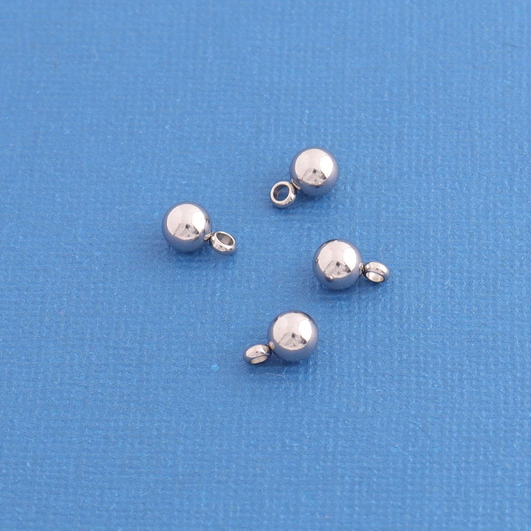 Stainless Steel Dangle Ball Charms, Silver Round Ball Charms, Silver ...