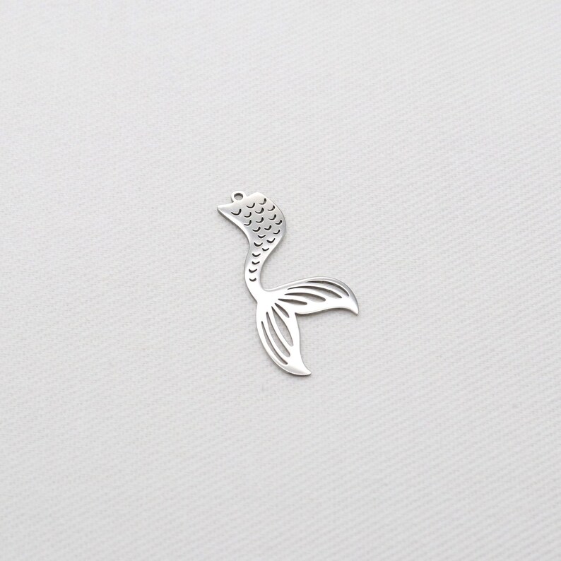 Stainless Steel Mermaid Tail Charm, Silver Mermaid Charm Pendant, Charm ...