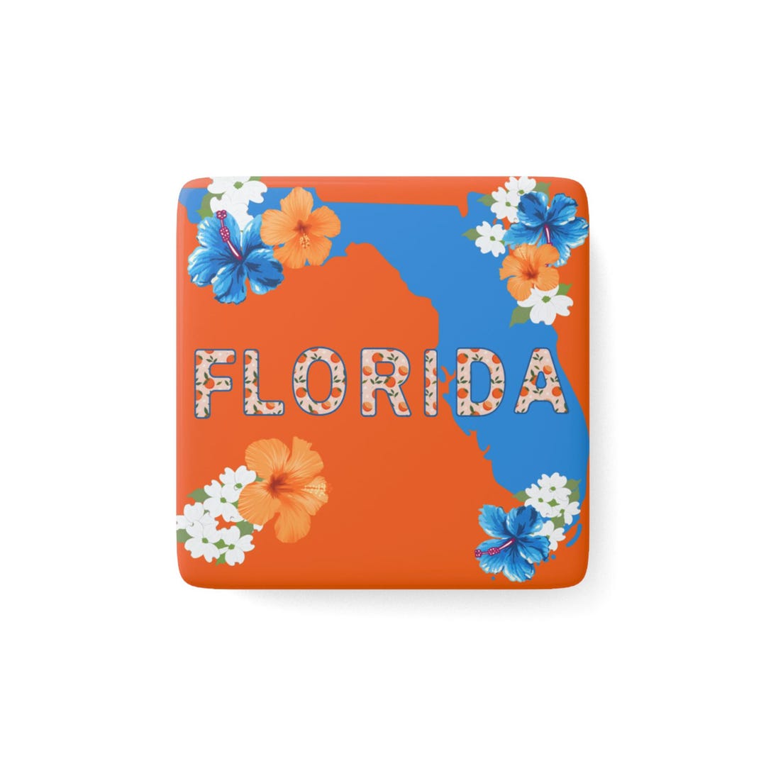 Floral Florida Porcelain Magnet, Square - Etsy