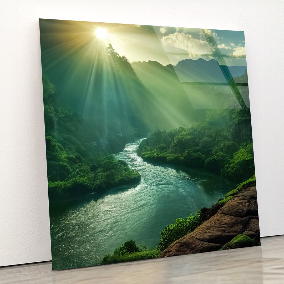 Realistic Landscape Design Tempered Glass Wall Art, Vibrant Nature ...