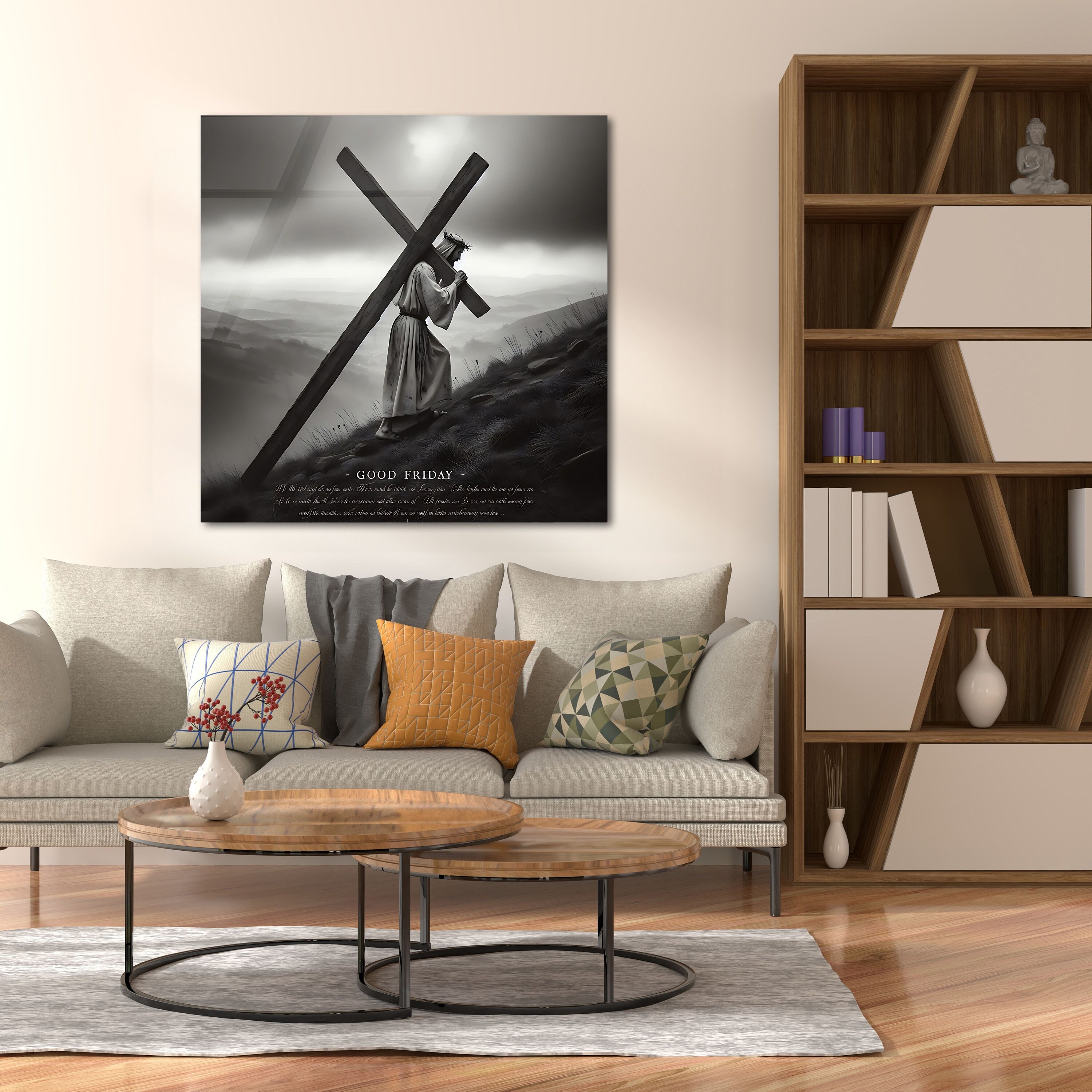 Elegant Good Friday Tempered Glass Art, Sacred Design Home Decoration ...