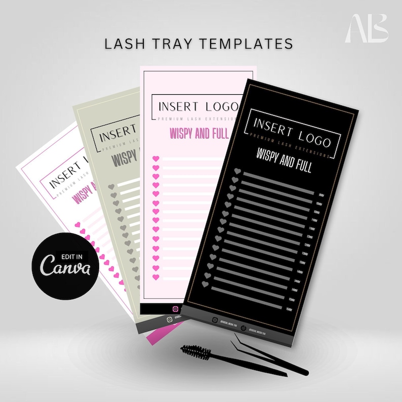 Luxury Customisable Lash Tray Digital Template | Easy to Edit - Etsy