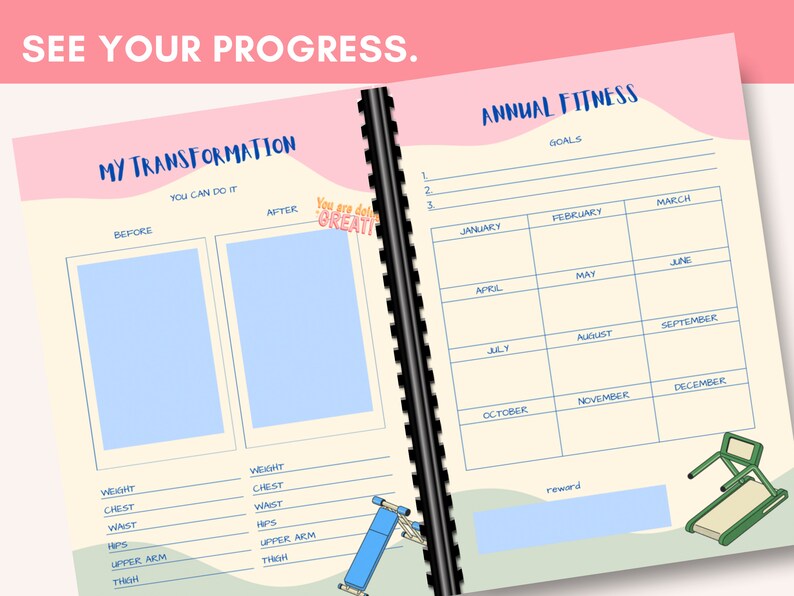 Fitness & Workout Planner Tracker Logbook Customizable Goal-oriented ...