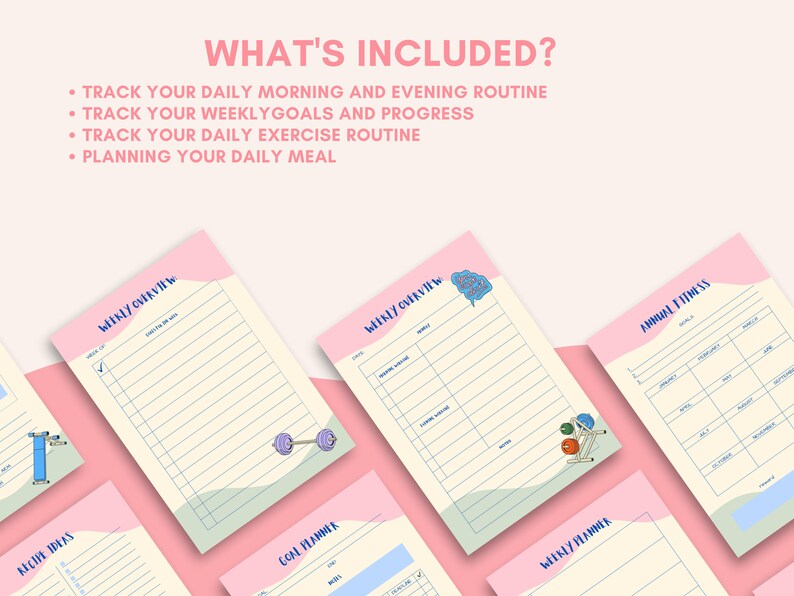 Fitness & Workout Planner Tracker Logbook Customizable Goal-oriented ...