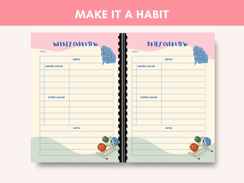 Fitness & Workout Planner Tracker Logbook Customizable Goal-oriented ...