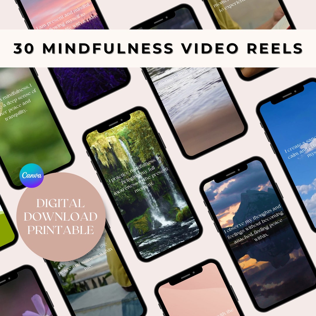 30 Mindfulness Video Reels Motivation Faceless Videos Social Media Post ...