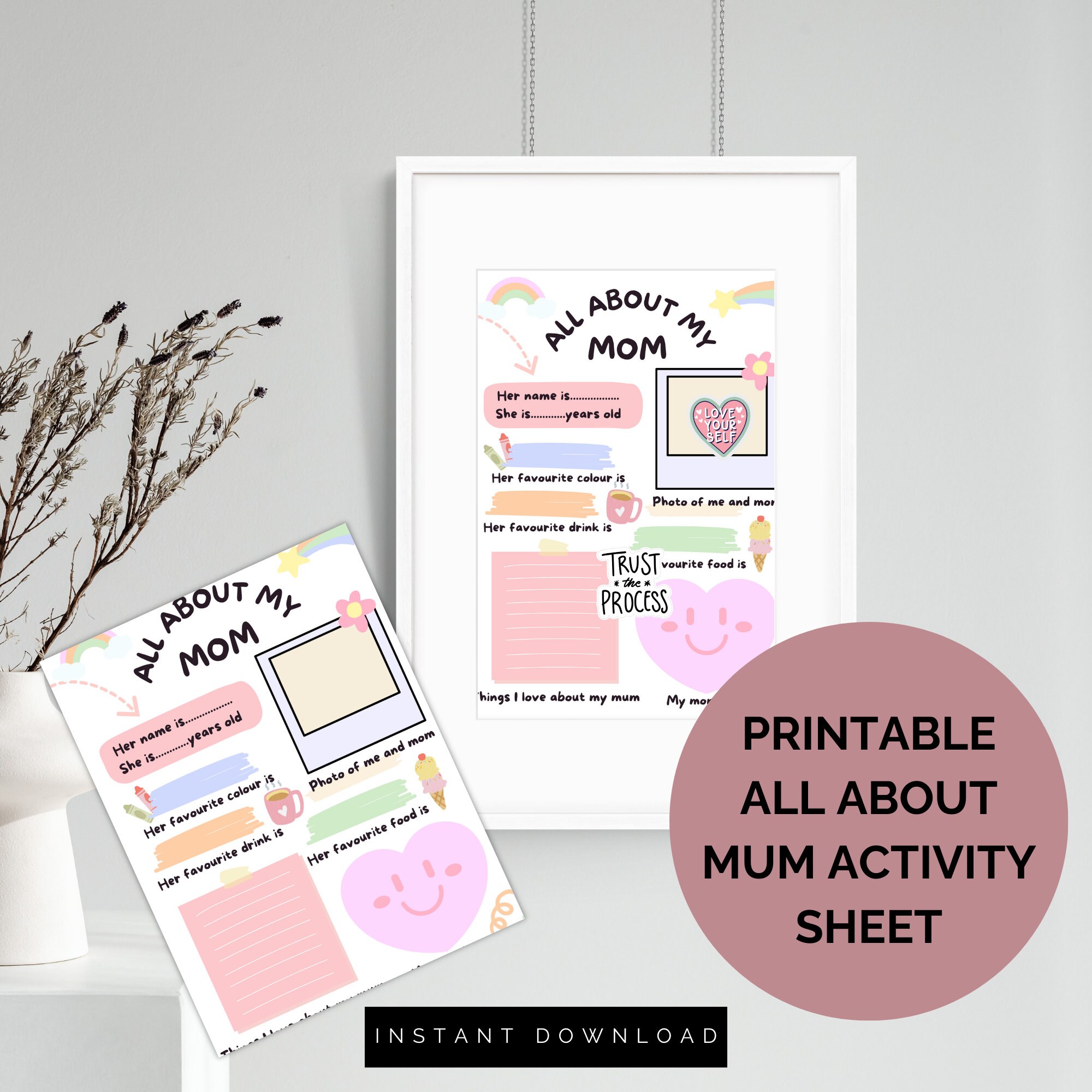 All About My Mom Mom Questionnaire Mother's Day Printable Mother's Day ...