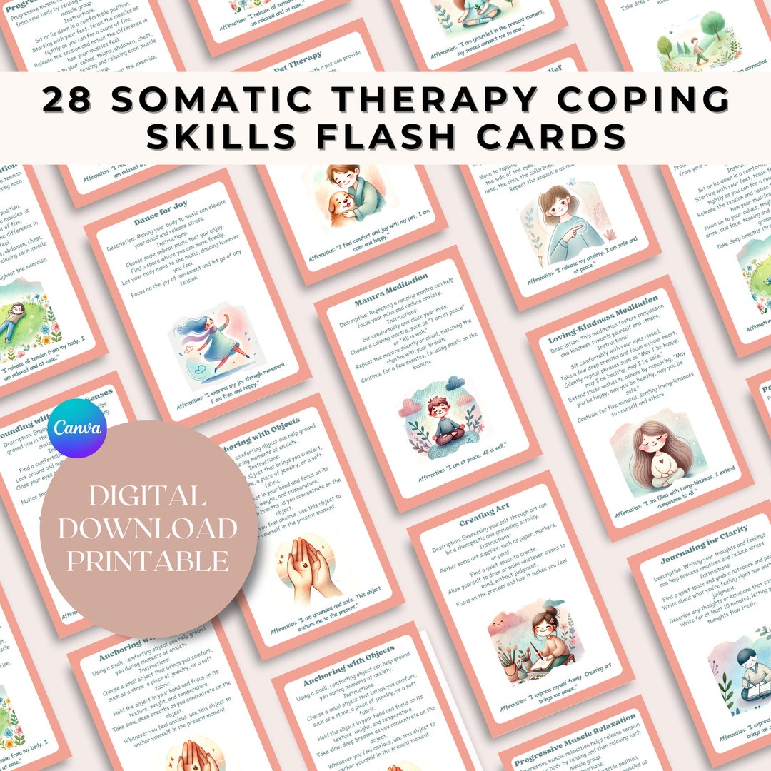 28 Somatic Therapy Coping Skills Flash Cards Nervous System Regulation ...