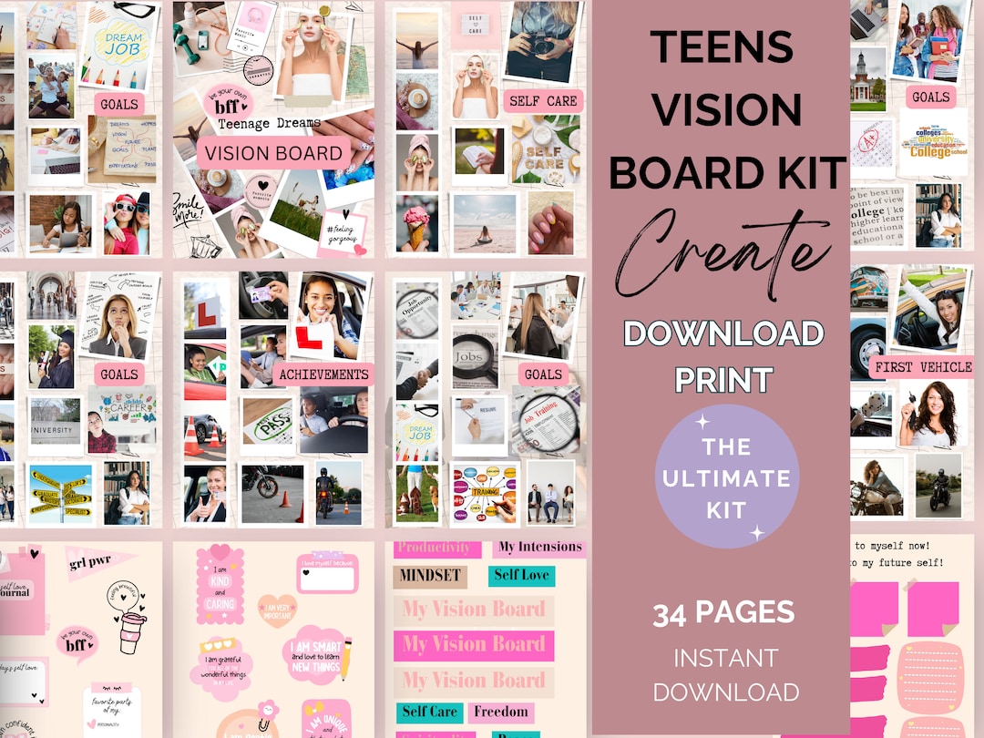 Vision Board Kit for Teenage Girls Vision Board Printables for Teens ...