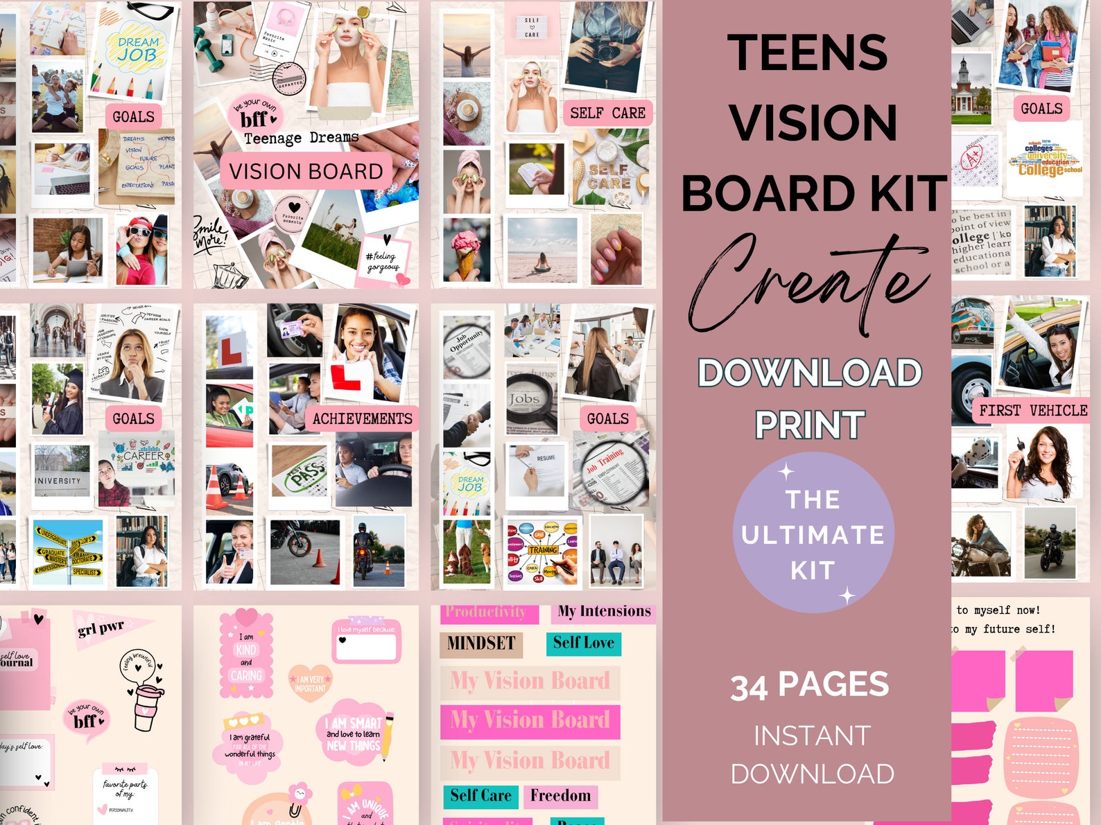 Vision Board Kit for Teenage Girls Vision Board Printables for Teens ...