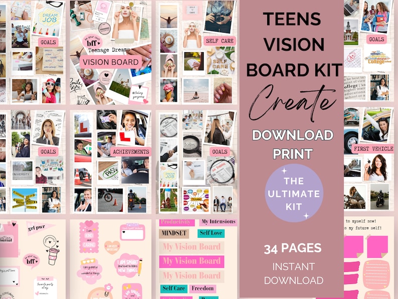 Vision Board Kit for Teenage Girls Vision Board Printables for Teens ...
