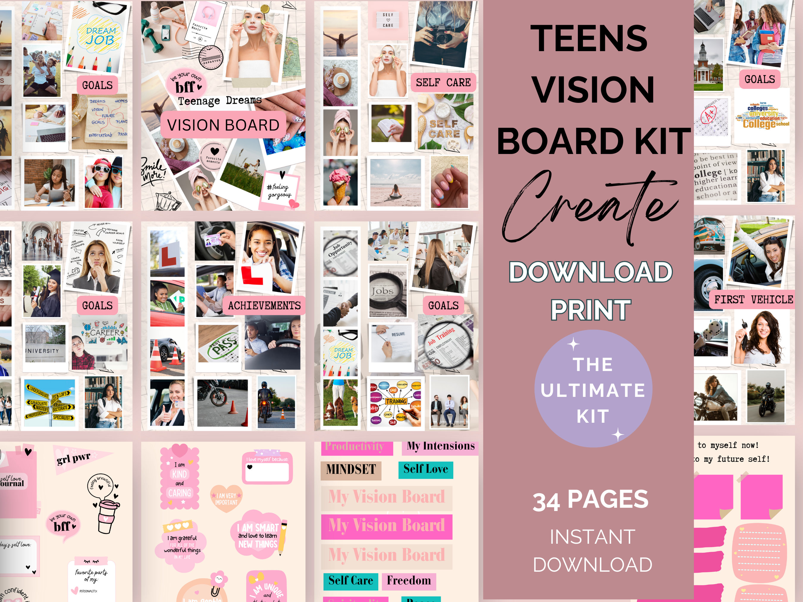Vision Board Kit for Teenage Girls Vision Board Printables for Teens ...