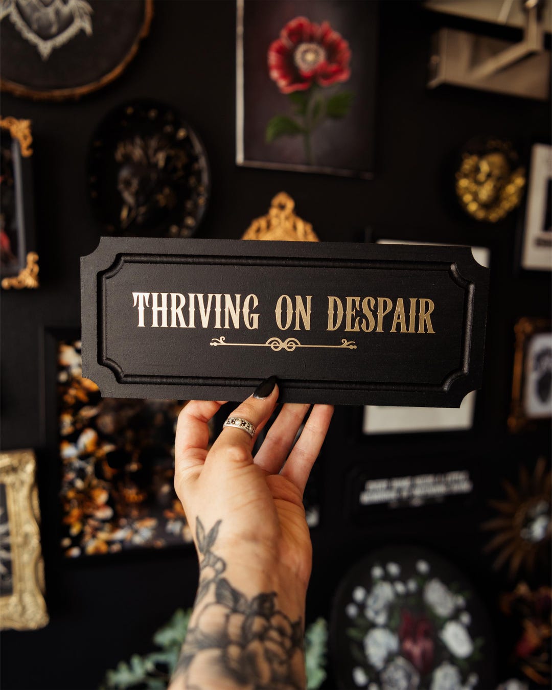 Thriving on Despair Wall Plaque | Gothic Dark Humour Home Decor Sign ...