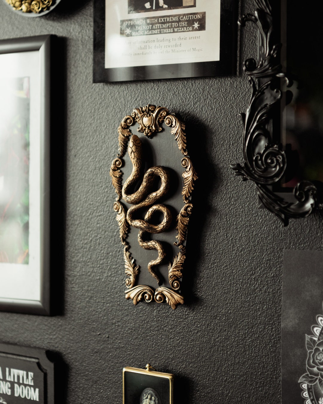 Ornate Snake in Coffin Wall Art / Handmade Gothic Home Decor / Dark ...