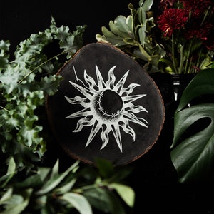 Gothic Sun and Moon Wood Slice - Maximalist Goth Gallery Idea - Dark ...