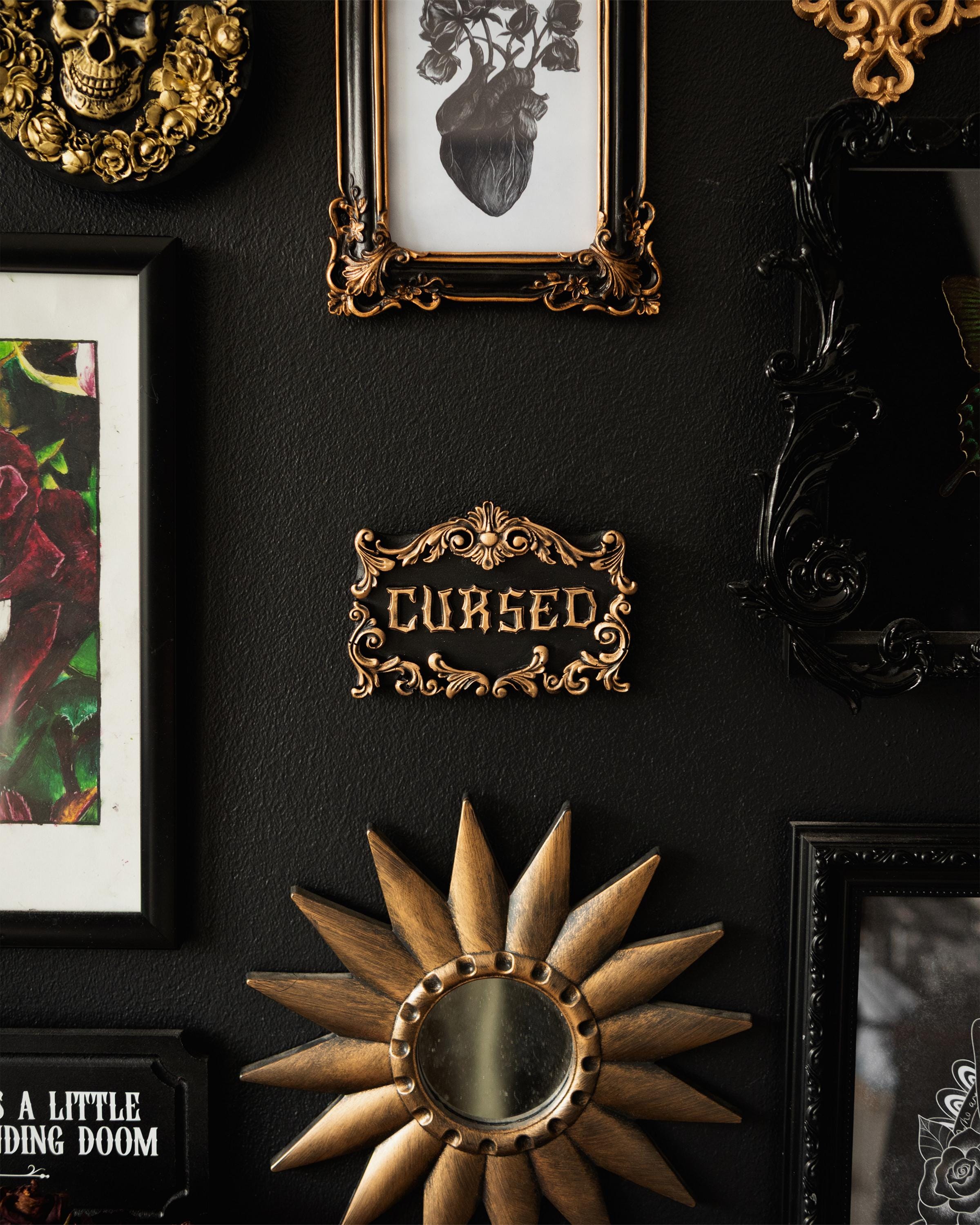 Cursed Gothic Wall Plaque | Spooky Halloween Home Decor | Dark Ornate ...