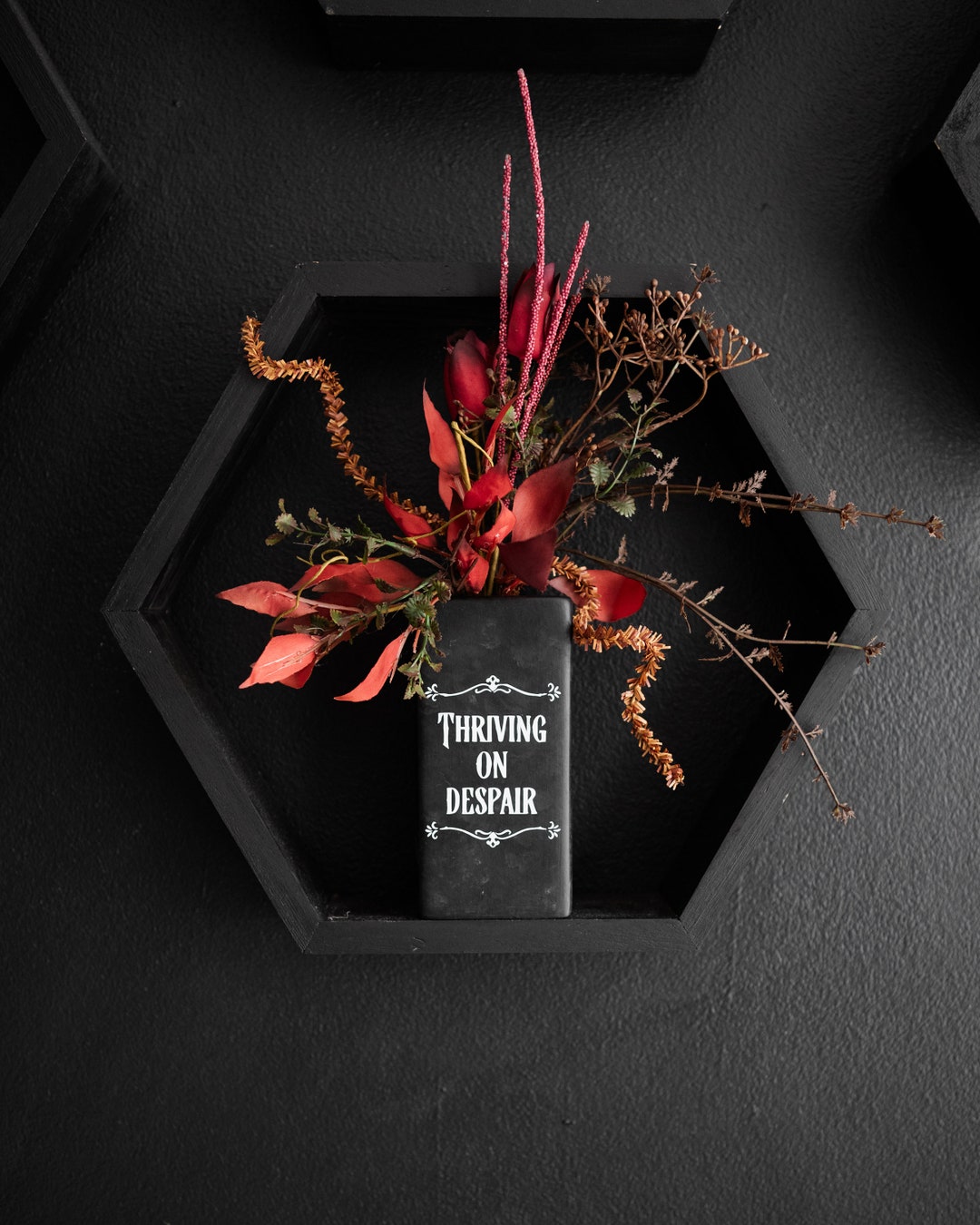 Thriving on Despair Gothic Vase | Black Ceramic Planter | Witchy Occult ...