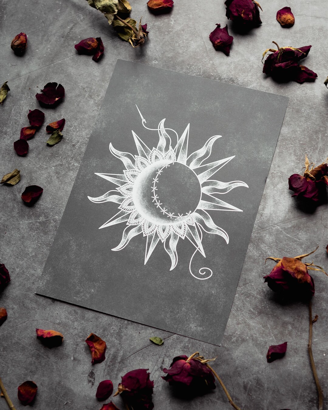 Sun and Moon Gothic Print Dark Cottagecore Wall Art Maximalist Goth ...