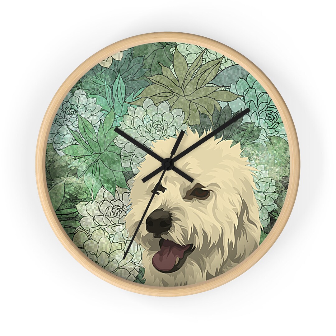 Cockapoo Decorative Wall Clock, Cockapoo Dog, Floral Background, Dog ...