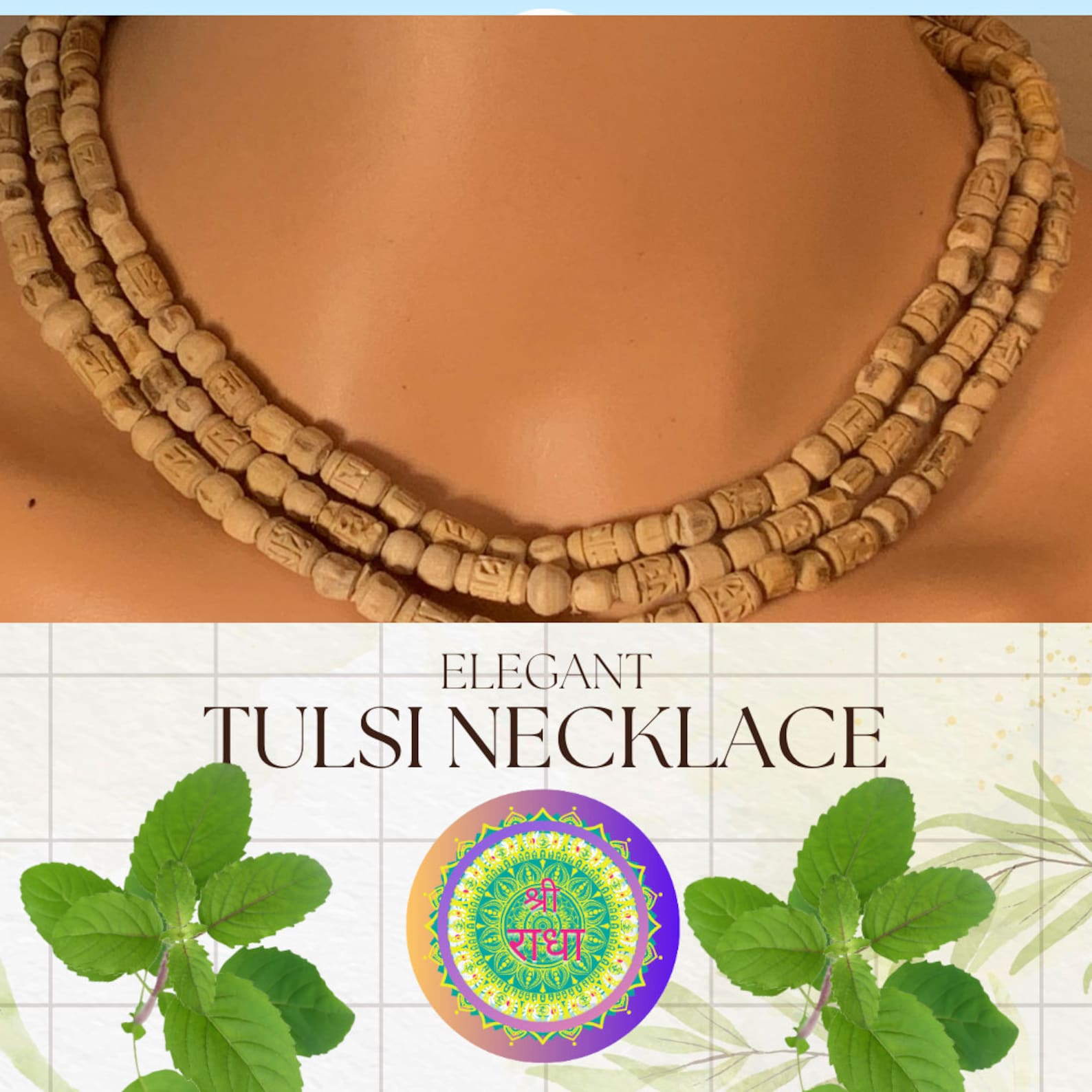 Sri Radha Tulsi Necklace: Mayapur Carved Bead Mala, 3 Rounds - Etsy