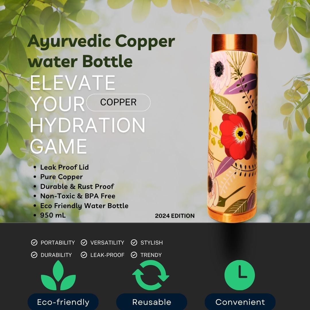 Ayurveda Pure Copper Bottles for Water With Leak Proof Lid | Ayurvedic ...