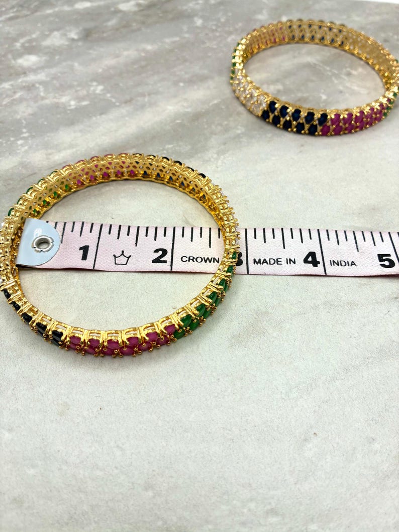 Multi Color Semi Precious Stone Bangles: One Pair - Etsy