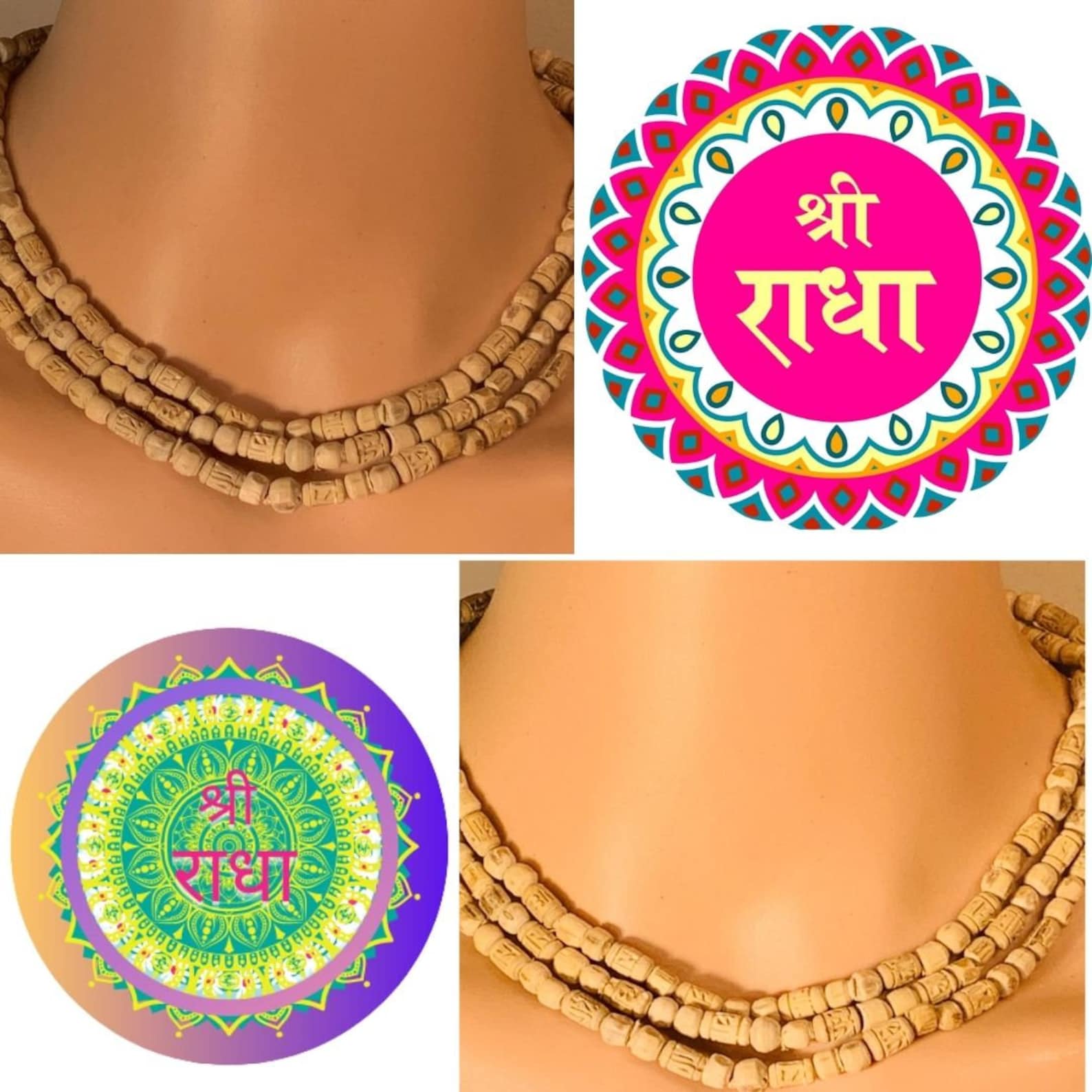 Sri Radha Tulsi Necklace: Mayapur Carved Bead Mala, 3 Rounds - Etsy