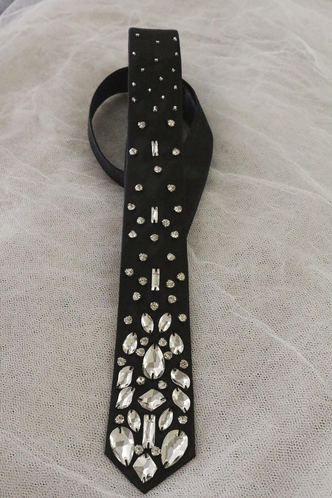 Handmade Beaded Rhinestone Tie - Women's Statement Accessory - Etsy