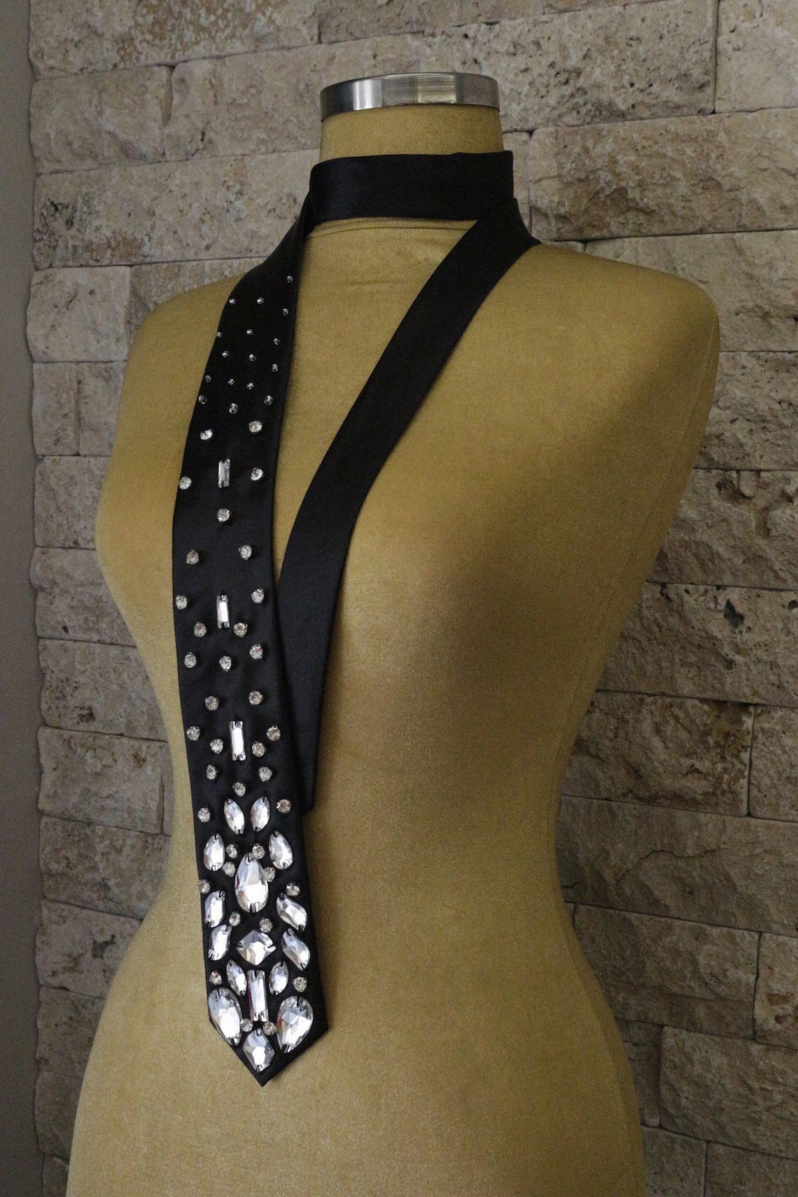 Handmade Beaded Rhinestone Tie - Women's Statement Accessory - Etsy