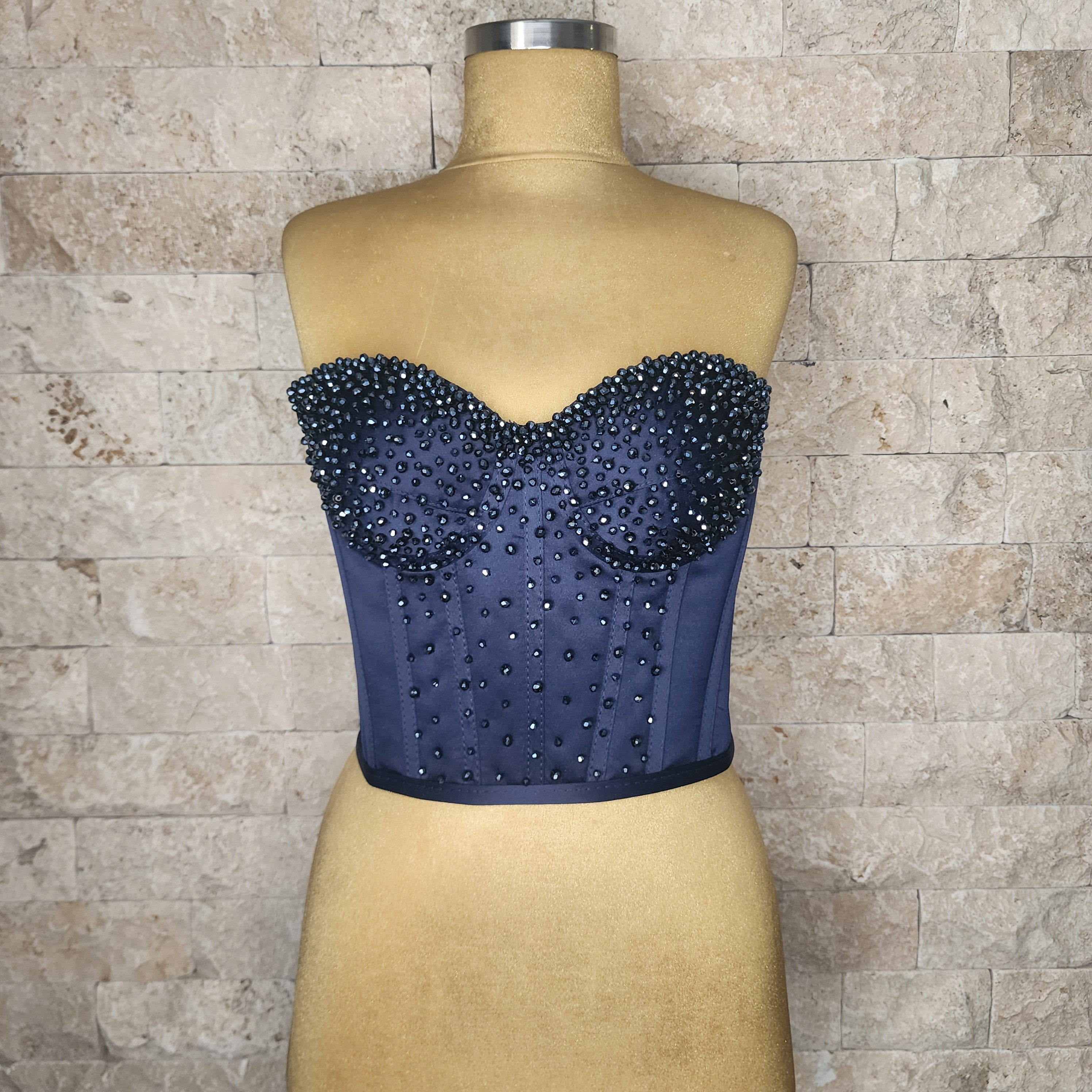 Rhinestone Embellished Corset Top, Handmade Sparkling Bustier, Crystal ...