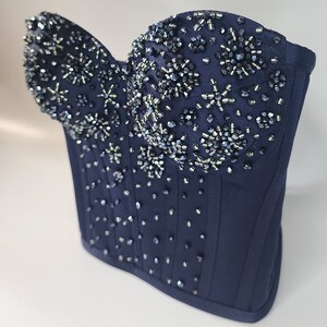 Rhinestone Embellished Corset Top, Handmade Sparkling Bustier, Crystal ...