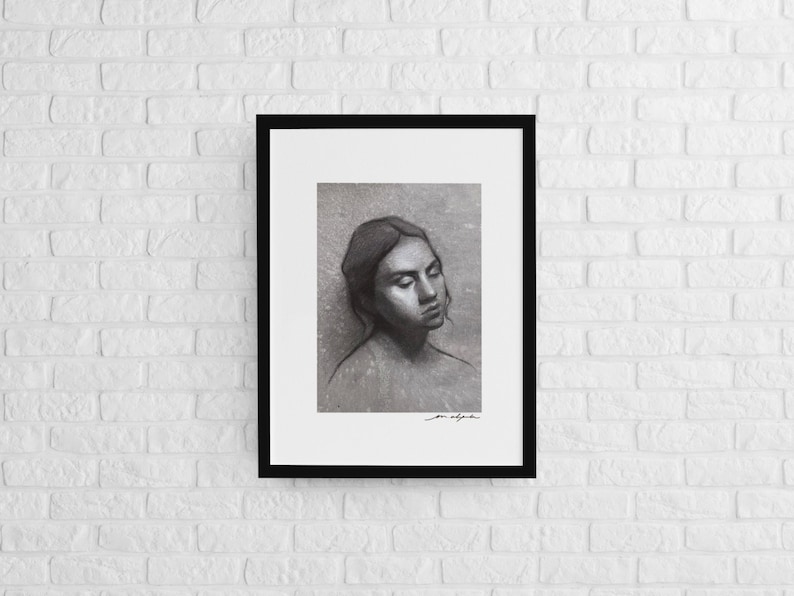 Original Portrait Drawing Print, Academic Artwork, Classical Wall Decor ...