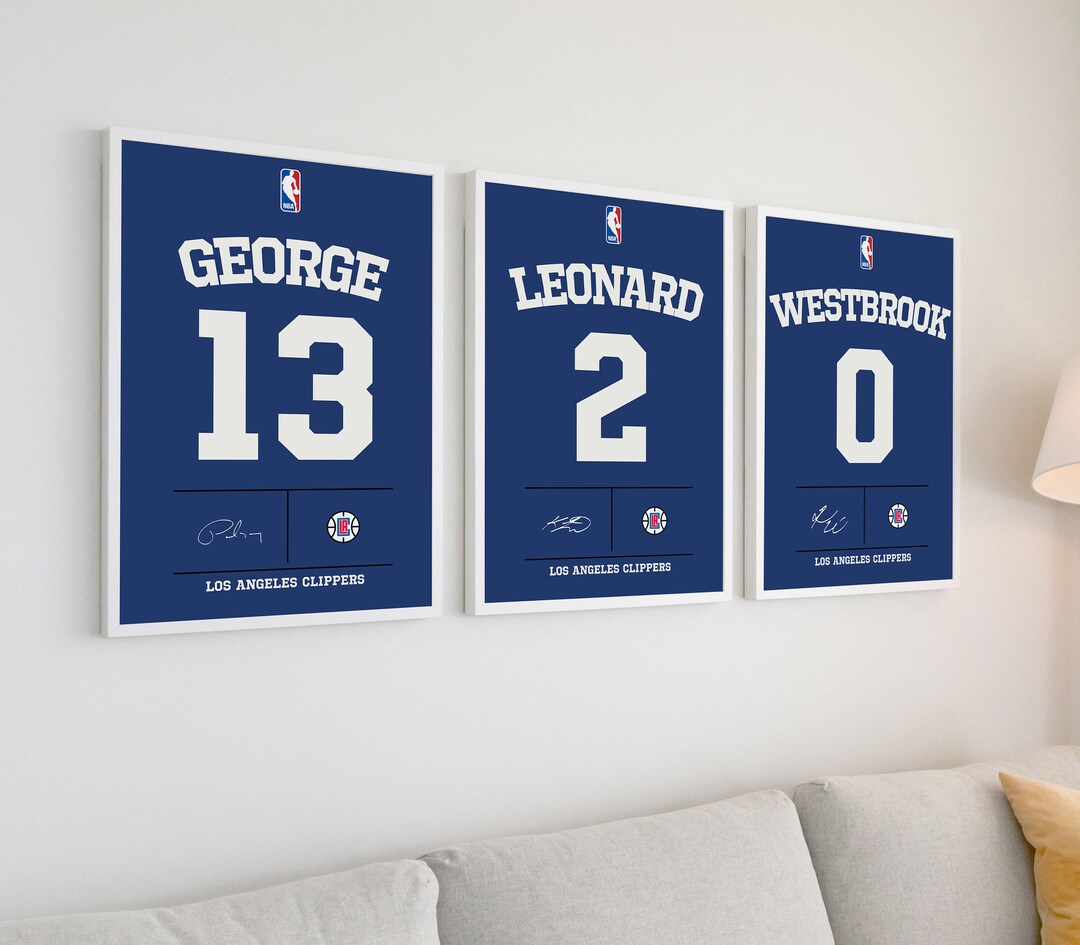 Los Angeles Clippers Jersey Art NBA Paul George Kawhi Leonard Russel ...