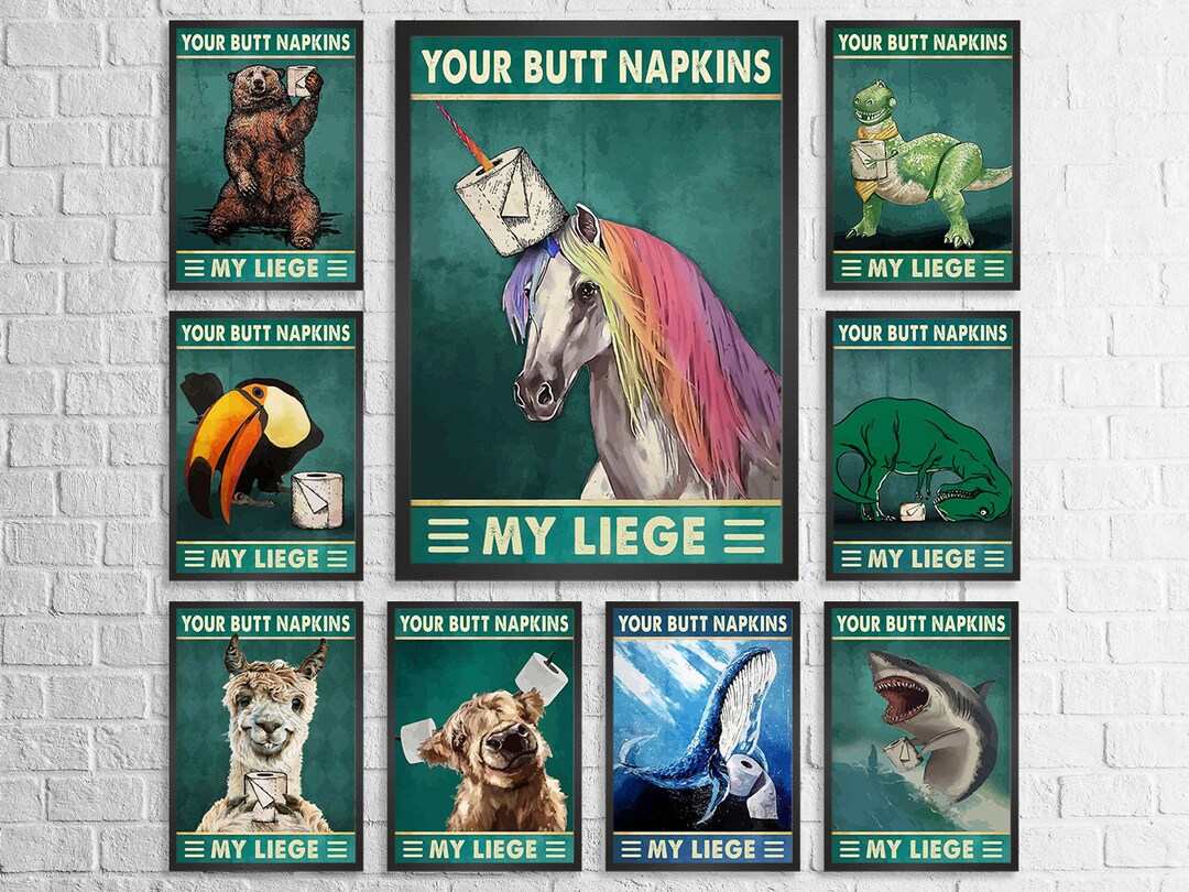 Funny Bathroom Animal Poster Set: Toilet Humor Wall Art - Etsy