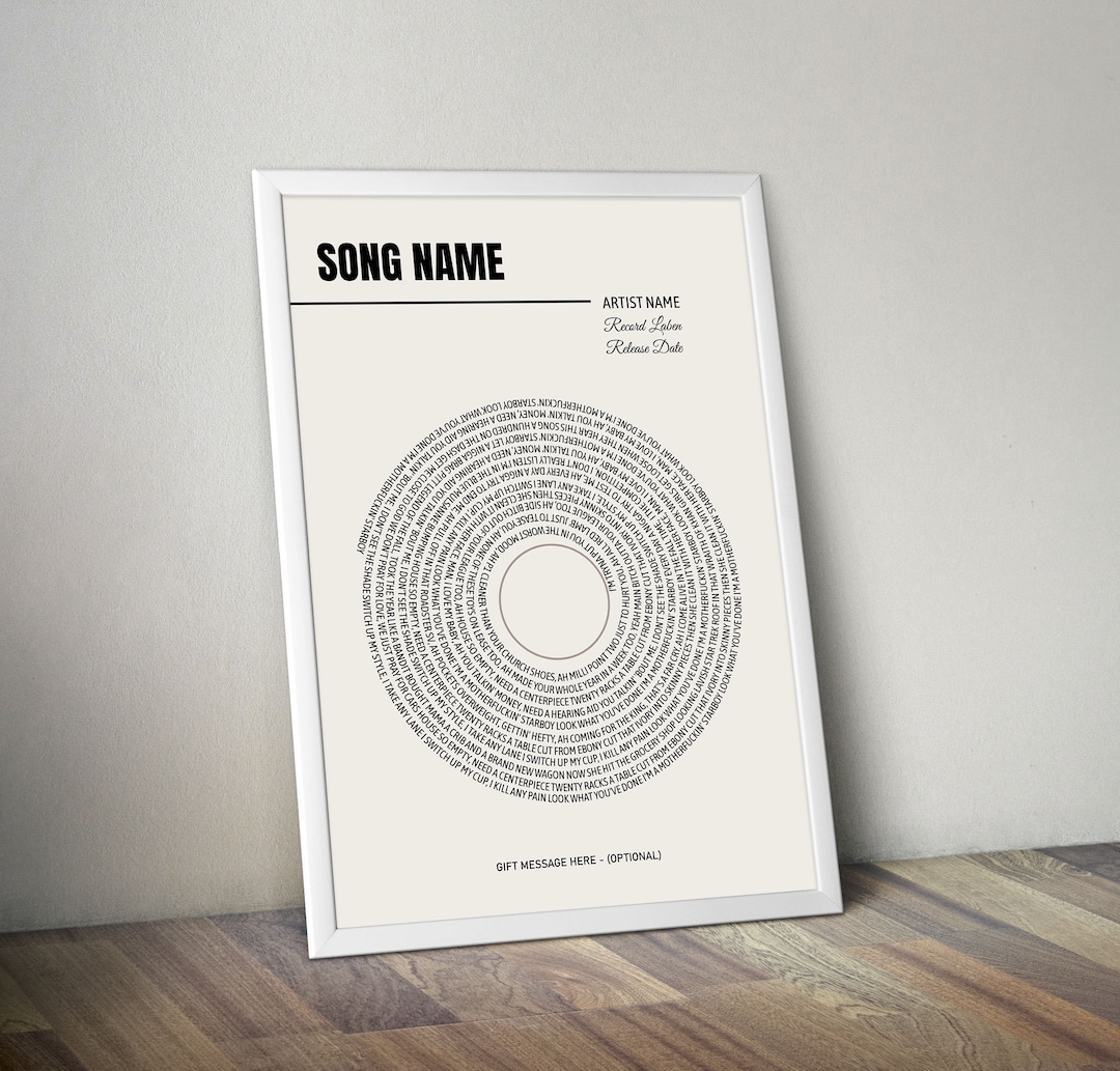 Custom Song Poster Request Your Own Song Choice Vinyl Poster Custom ...