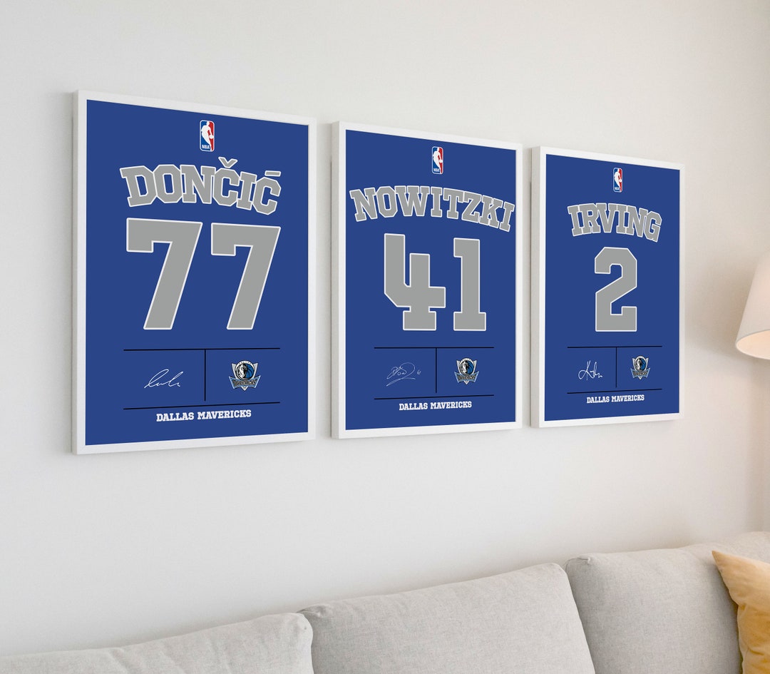 Dallas Mavericks Jersey Art NBA Luka Dončić Dirk Nowitzki Kyrie Irving ...