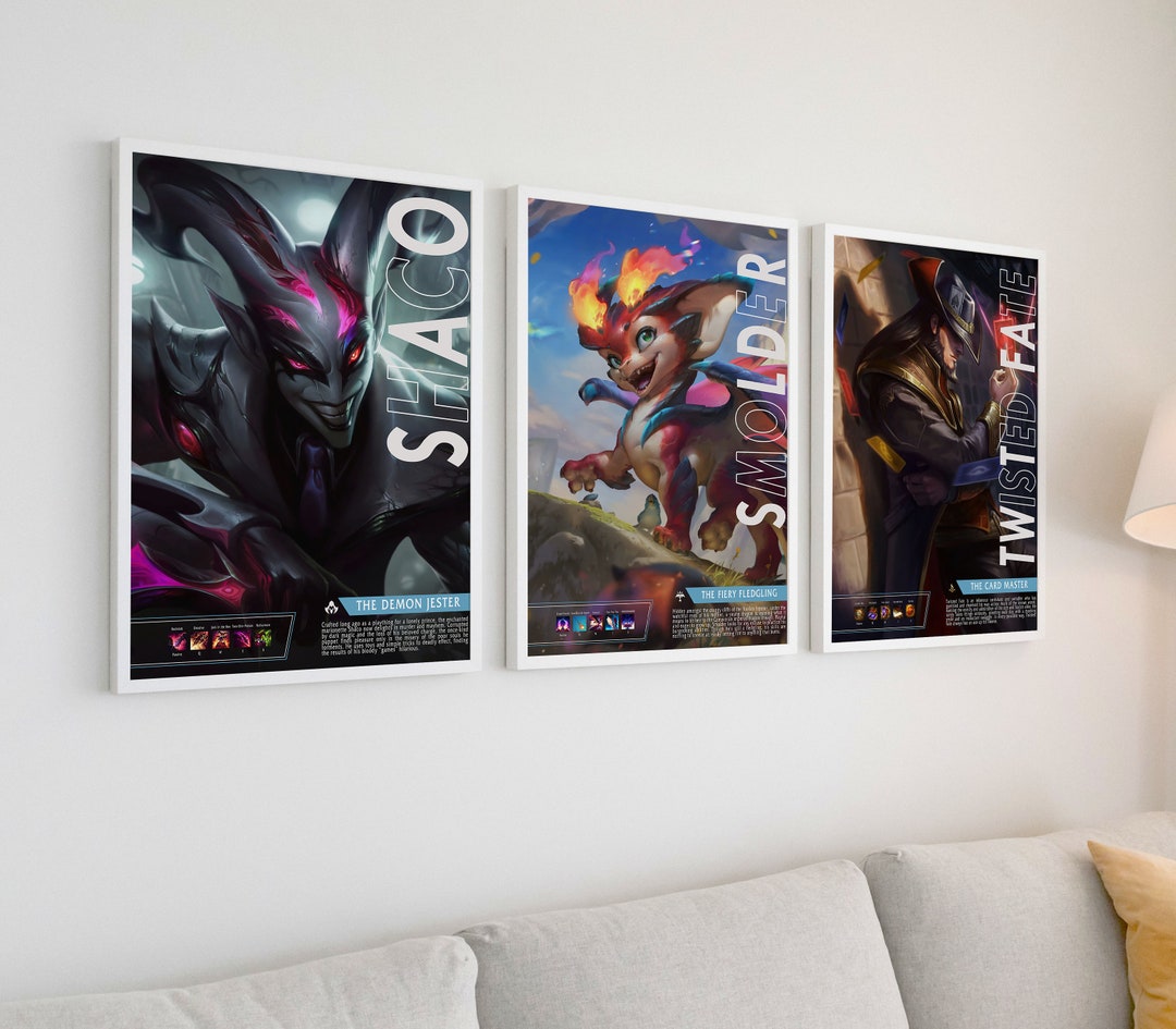 League of Legends Poster Shaco Smolder Twisted Fate Lol Poster Custom ...