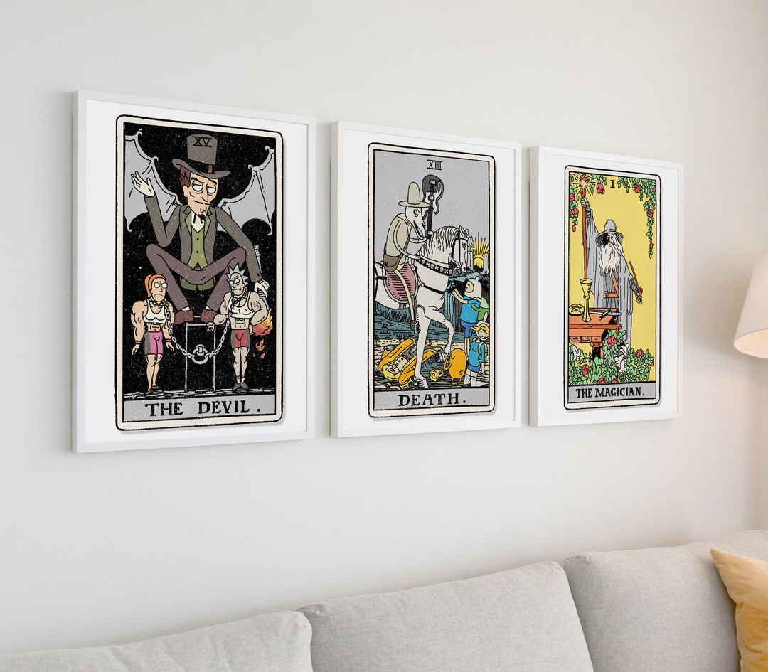 Set of 3 Printable Tarot Card Prints the Death Tarot the Devil Tarot ...