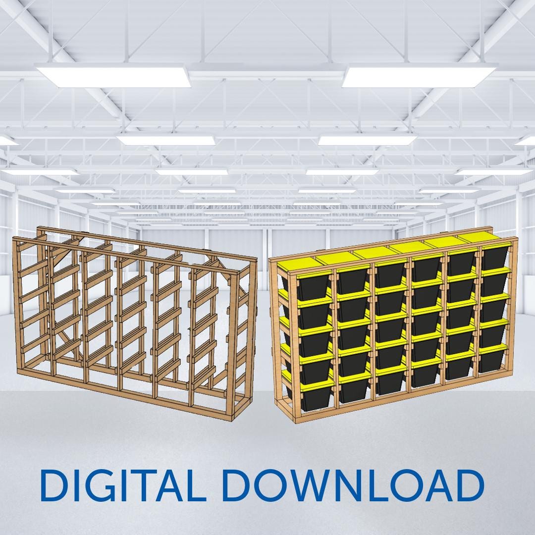 30 Bin Storage Rack Plans | Tote Storage Rack | Storage Bin Rack ...