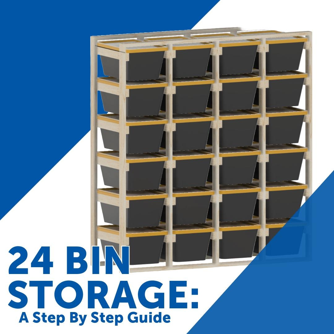 24 Bin Storage Rack Plans | Tote Storage Rack | Storage Bin Rack ...