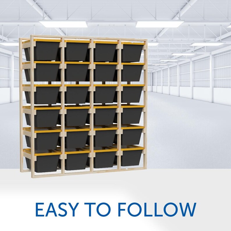 24 Bin Storage Rack Plans | Tote Storage Rack | Storage Bin Rack ...