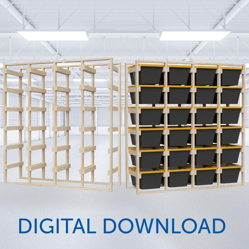 24 Bin Storage Rack Plans | Tote Storage Rack | Storage Bin Rack ...