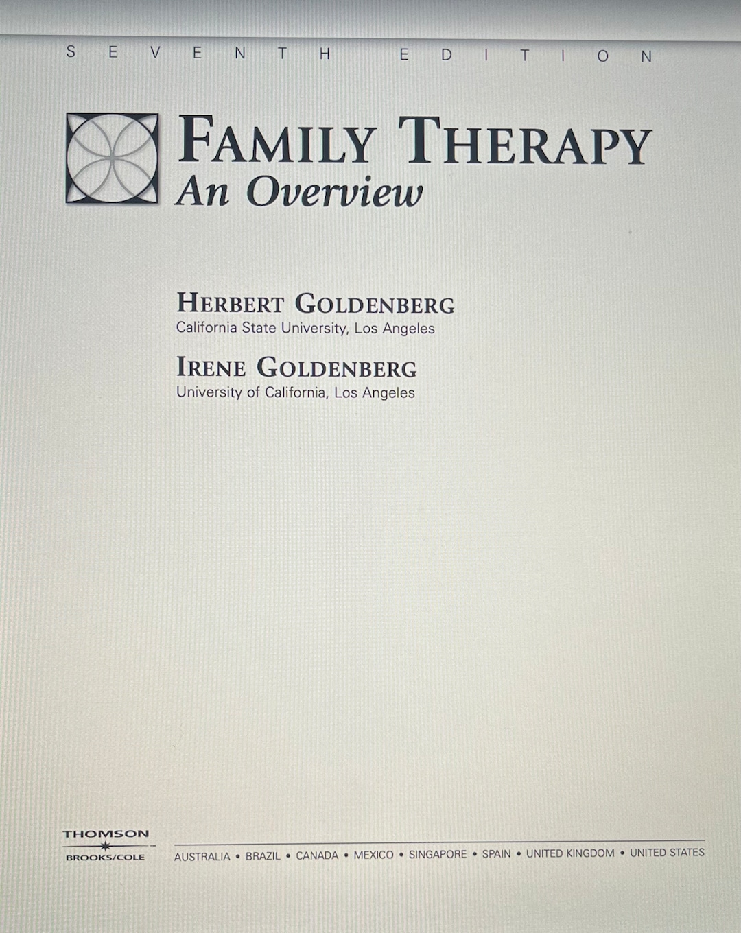 Family Therapy an Overview by Herbert Goldenberg 7th Edition (PDF Version) - Etsy