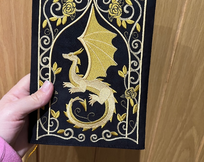 Black Velvet and Gold Dragon Embroidery A5 Note Book - Etsy