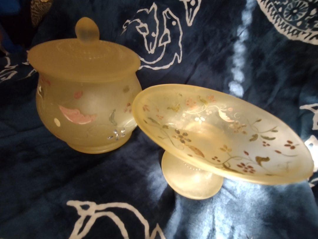 Vintage Acrylic 2 PC Selena Bathroom Set W Jewels & Painted Accents # ...