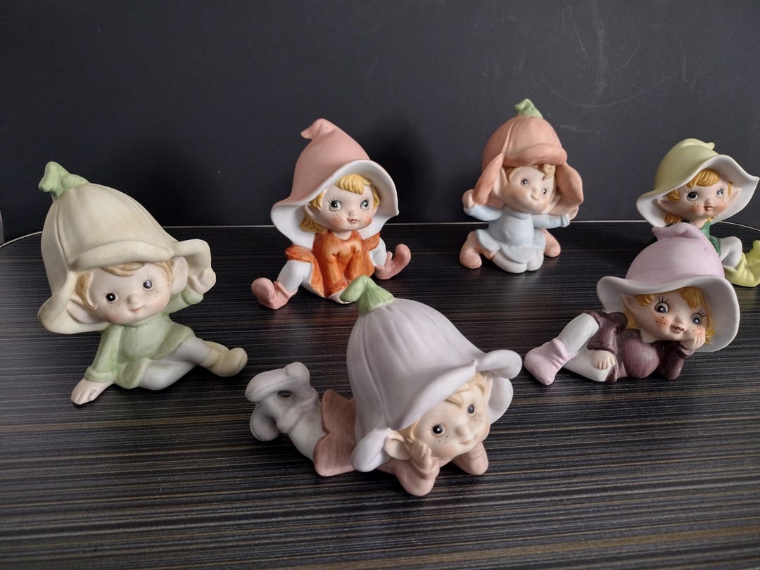 Vintage HOMCO Elves/fairies/pixies Set of 5 Ceramic Decorations - Etsy