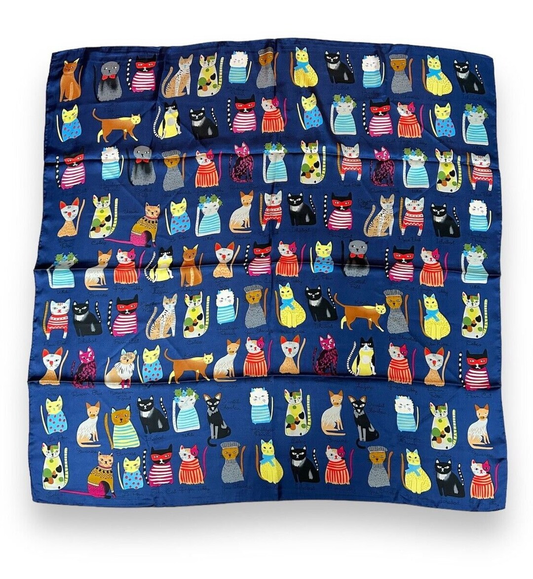 Blue Cats Scarf 35" X 35" Women Square Scarve Unisex Multicolor - Etsy